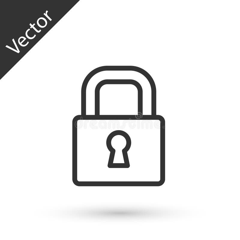 Grey Line Lock Icon Isolated on White Background. Padlock Sign ...