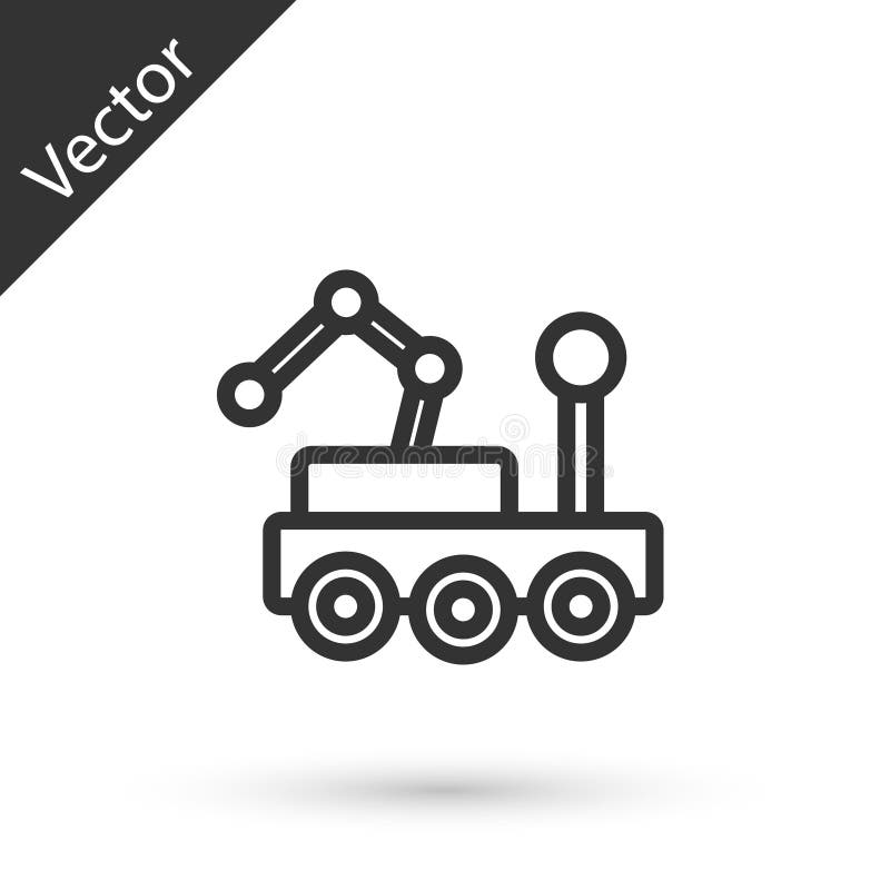 Grey Line Mars Rover Icon Isolated on White Background. Space Rover ...
