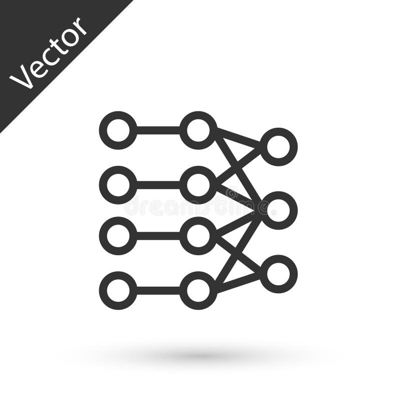 Grey Line Neural Network Icon Isolated on White Background. Artificial ...