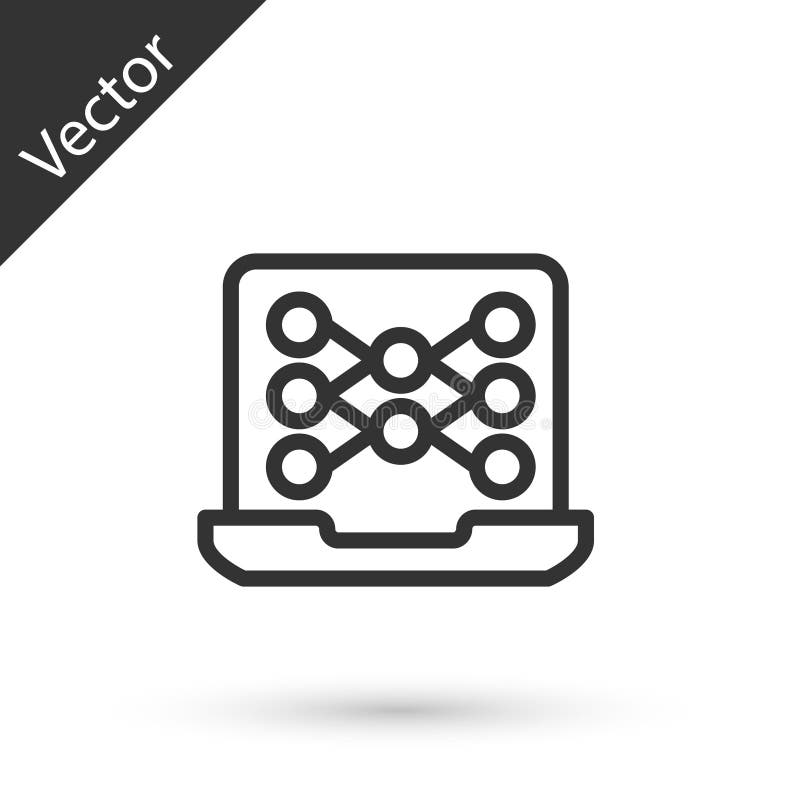 Grey Line Neural Network Icon Isolated on White Background. Artificial ... Grey Line Neural Network Icon Isolated on White Background. Artificial ...