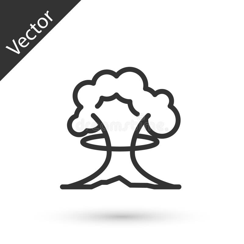 Grey Line Nuclear Explosion Icon Isolated on White Background. Atomic ...