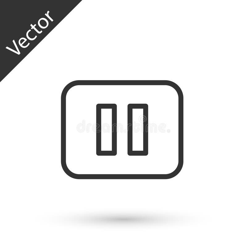 Grey Line Pause Button Icon Isolated on White Background. Vector Stock ...