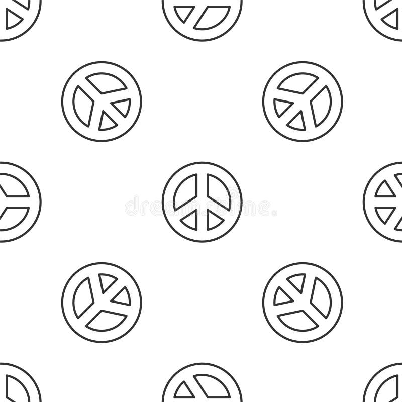 Grey Line Peace Icon Isolated Seamless Pattern on White Background ...