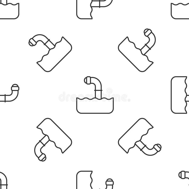 Grey Line Periscope in the Waves Above the Water Icon Isolated Seamless ...