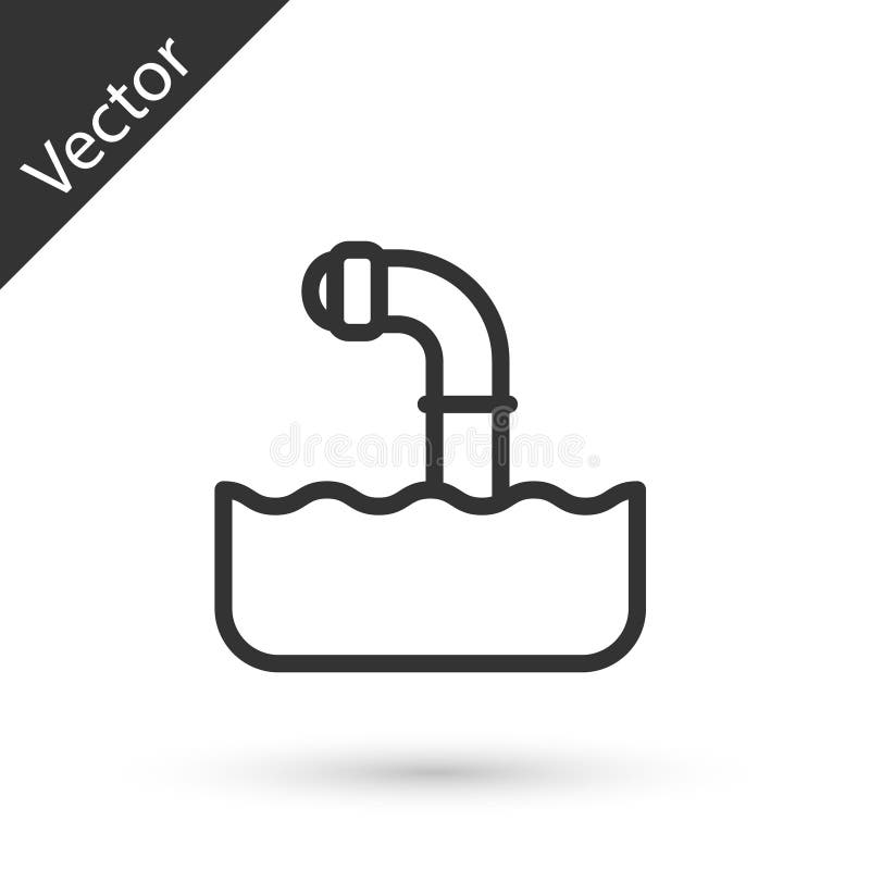 Grey Line Periscope in the Waves Above the Water Icon Isolated on White ...