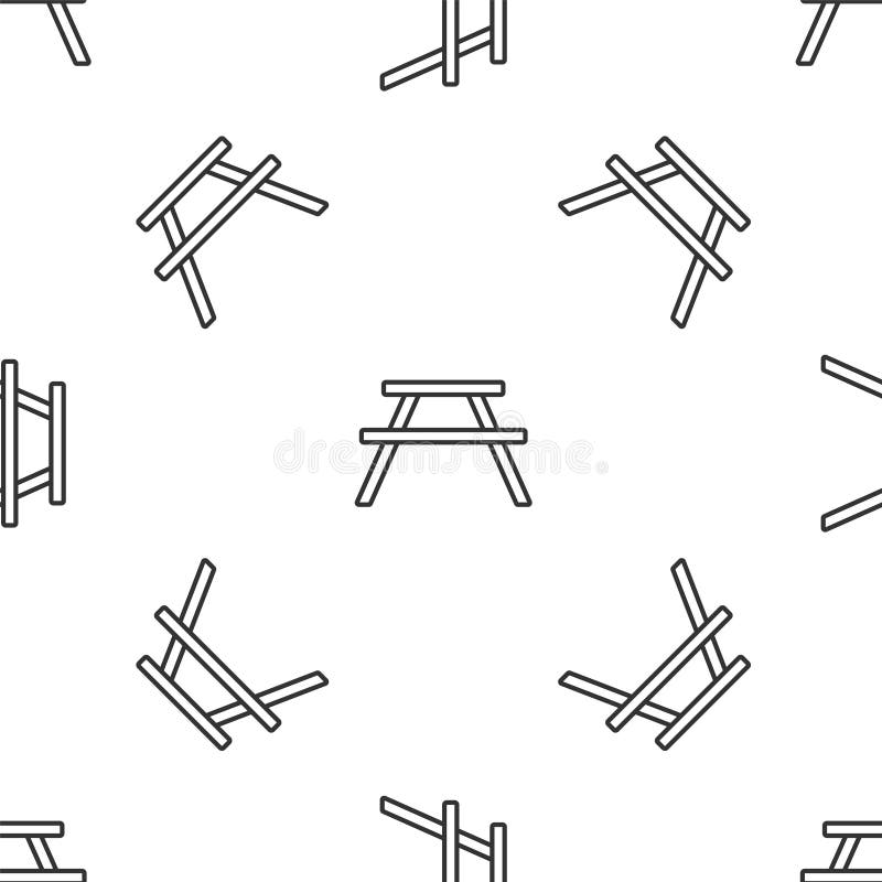Grey Line Picnic Table with Benches on Either Side of the Table Icon ...