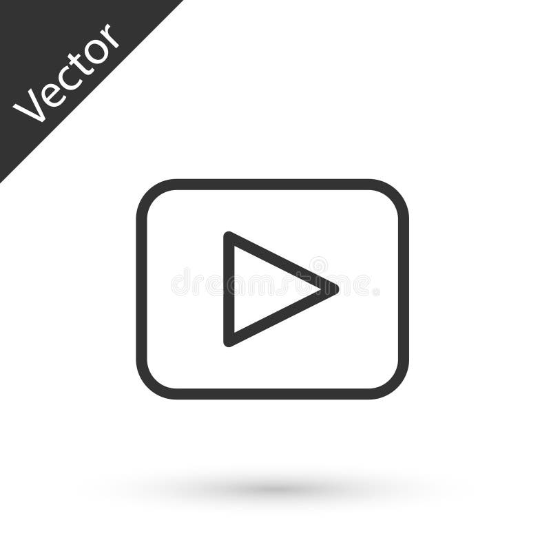Grey Line Play Button Icon Isolated on White Background. Vector Stock ...