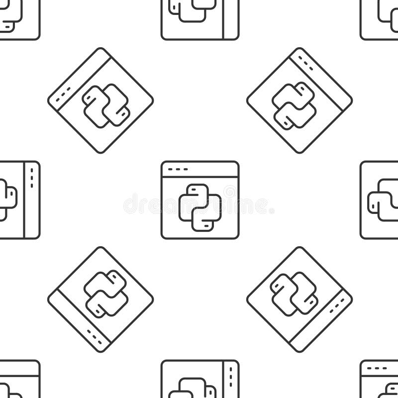 Grey Line Python Programming Language Icon Isolated Seamless Pattern On White Background Python