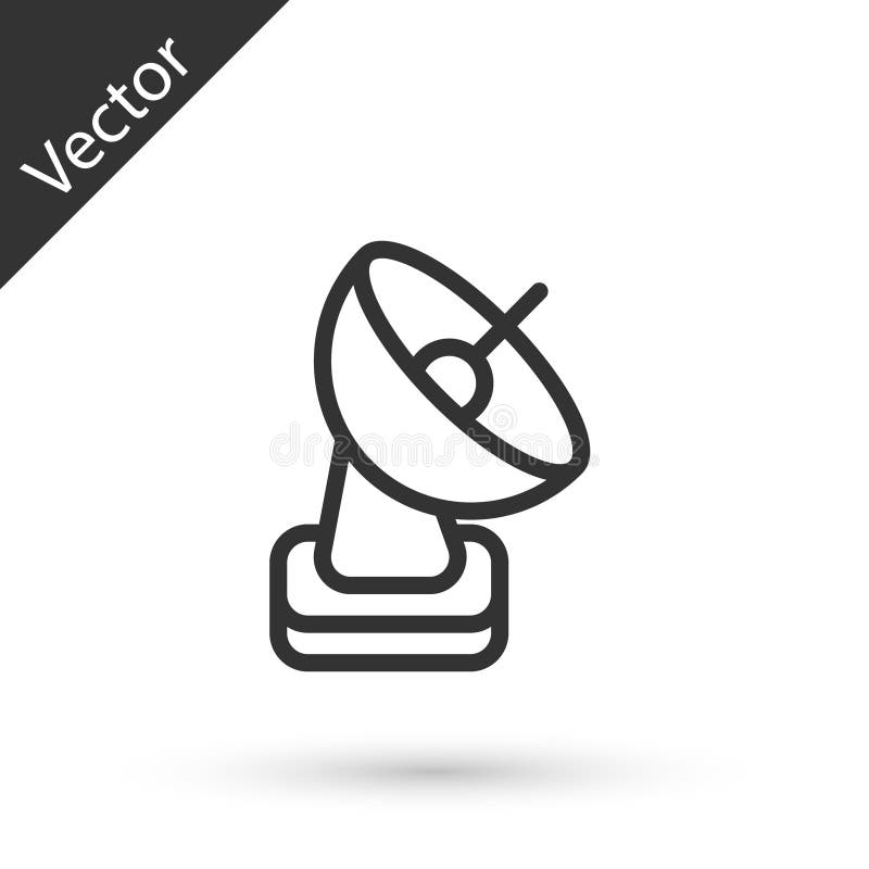 Grey Line Radar Icon Isolated on White Background. Search System ...