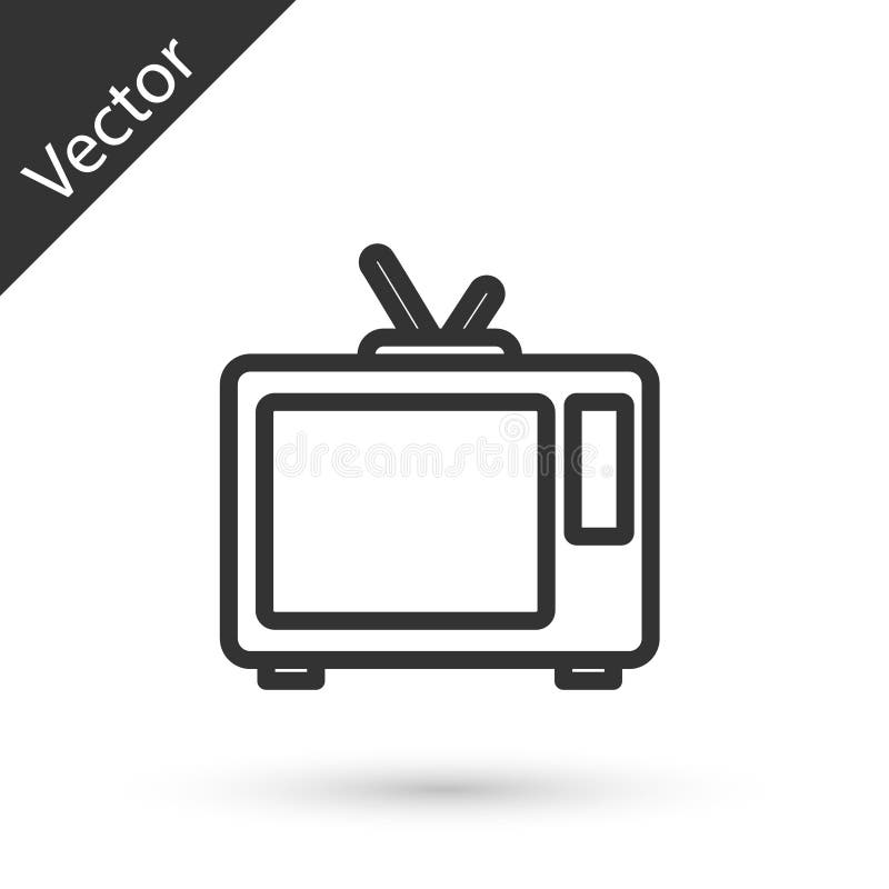 Grey Line Retro Tv Icon Isolated on White Background. Television Sign ...