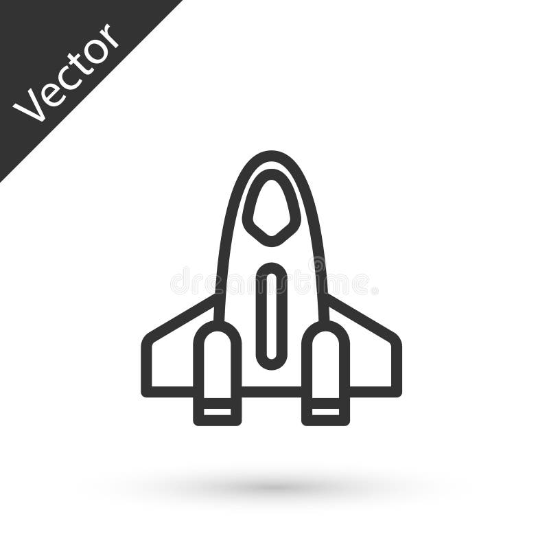 Grey Line Rocket Ship Icon Isolated on White Background. Space Travel ...