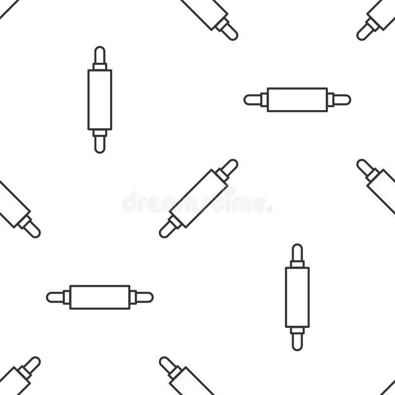 Grey Line Rolling Pin Icon Isolated Seamless Pattern on White ...