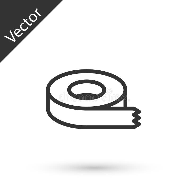 Grey Line Scotch Tape Icon Isolated on White Background. Insulating ...