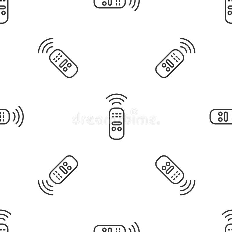 Grey Line Smart Remote Control System Icon Isolated Seamless Pattern on ...