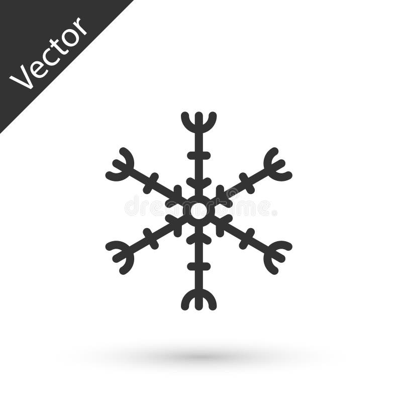 Grey Line Snowflake Icon Isolated on White Background. Vector ...