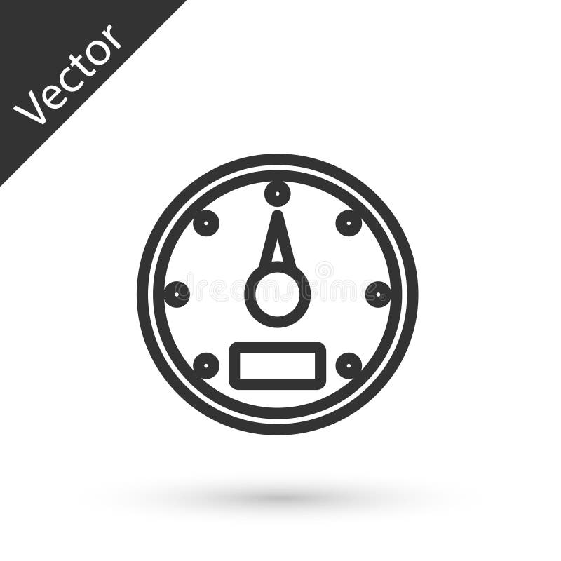 Grey Line Speedometer Icon Isolated on White Background. Vector Stock ...