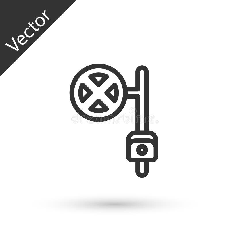 Grey Line Stop Sign with Camera Icon Isolated on White Background ...