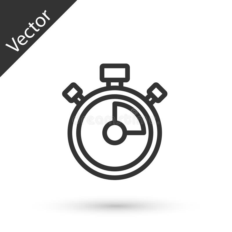 Grey Line Stopwatch Icon Isolated on White Background. Time Timer Sign ...