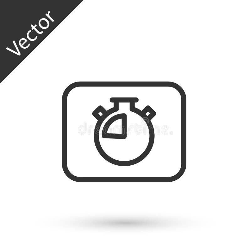 Grey Line Stopwatch Icon Isolated on White Background. Time Timer Sign ...