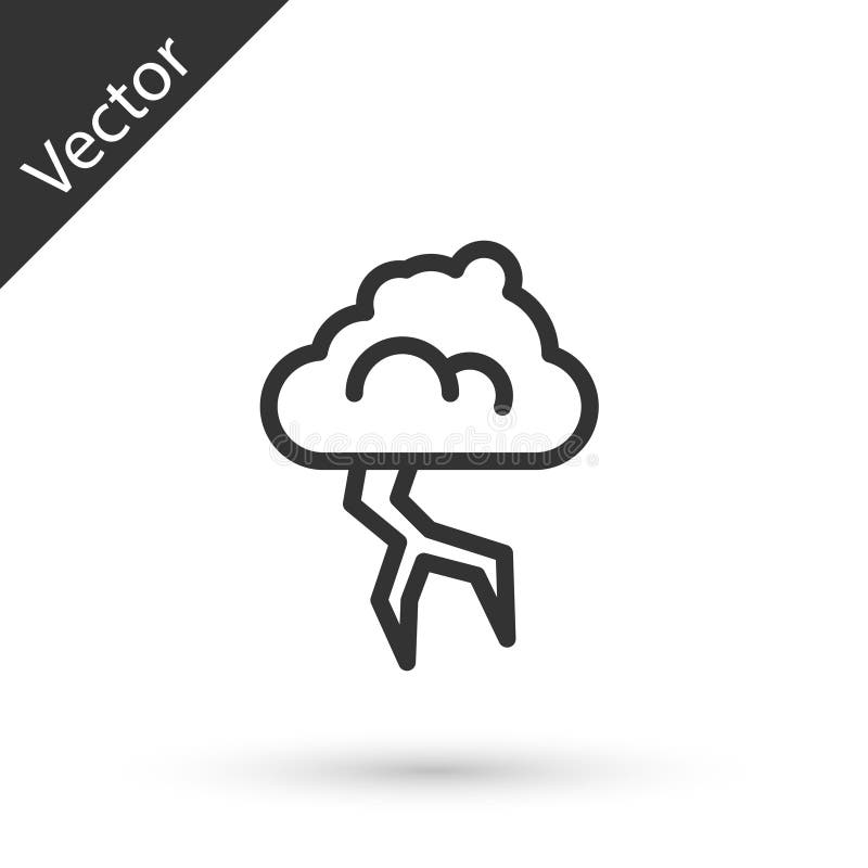 Grey Storm Icon Isolated on White Background. Cloud and Lightning Sign ...