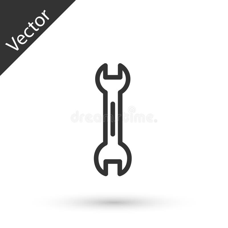 Grey Line Wrench Spanner Icon Isolated on White Background. Vector ...
