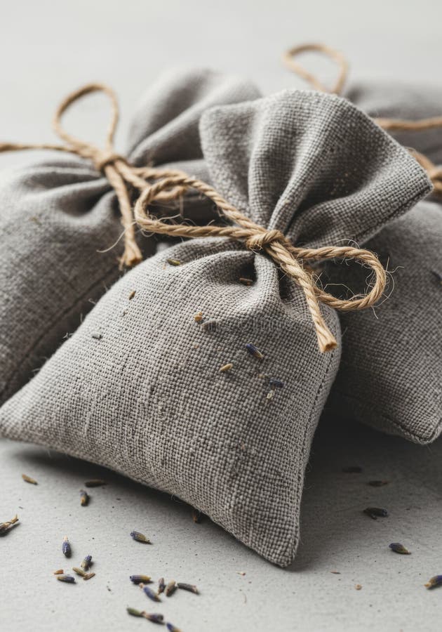 Grey Linen Lavender Sachets on Neutral Background Stock Illustration ...