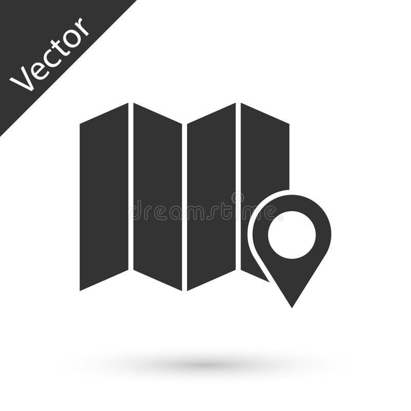 Grey Location of the Forest on a Map Icon Isolated on White Background ...