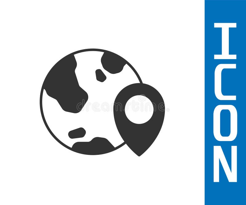 Grey Location on the Globe Icon Isolated on White Background. World or ...