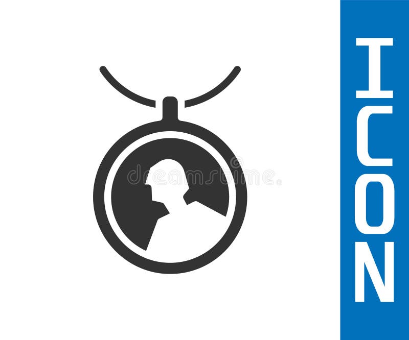 Grey Locket on Necklace Icon Isolated on White Background. Vector Stock ...