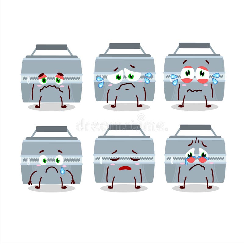 Grey Lunch Box Cartoon Character with Sad Expression Stock Vector ...