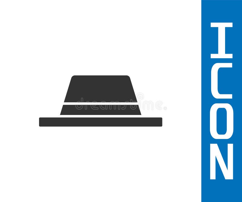 Grey Man Hat with Ribbon Icon Isolated on White Background. Vector ...