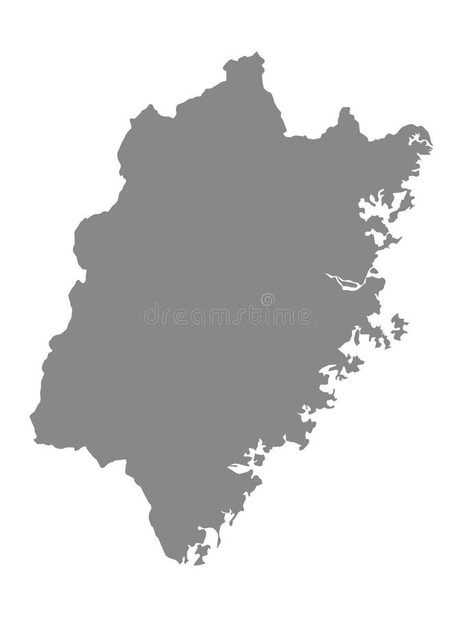 Grey Map of Fujian Province Stock Vector - Illustration of country ...