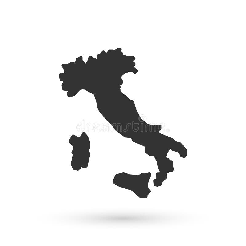Grey Map of Italy Icon Isolated on White Background. Vector Stock ...