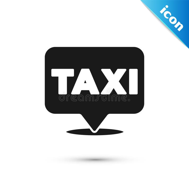 Grey Map Pointer with Taxi Icon Isolated on White Background. Location ...