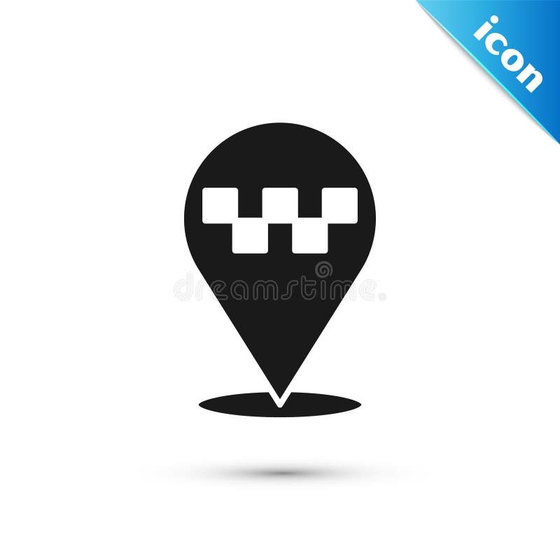 Grey Map Pointer with Taxi Icon Isolated on White Background. Location ...