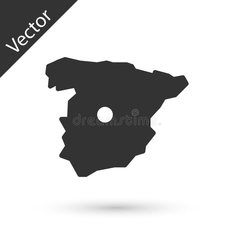 Grey Map of Spain Icon Isolated on White Background. Vector Stock ...
