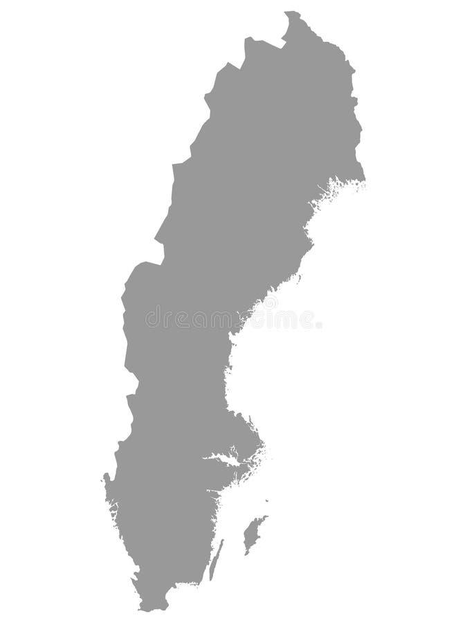 Grey Map of Sweden on White Background Stock Vector - Illustration of ...