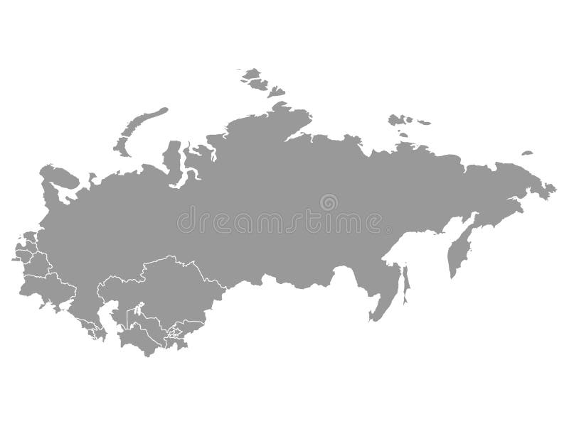 Grey Map of USSR Soviet Union with Member Countries on White Background ...