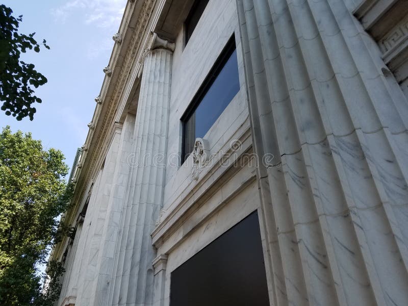 Grey Marble Column on Building Stock Image - Image of building, column ...