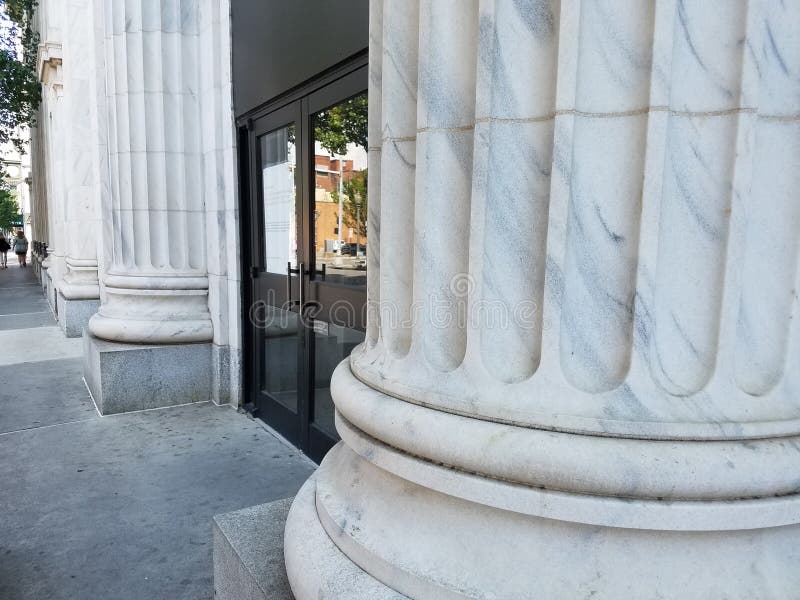 Grey Marble Column on Building Stock Photo - Image of marble, gray ...