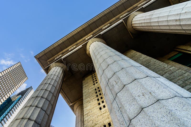 Grey Marble Column Details on Building Stock Image - Image of education ...