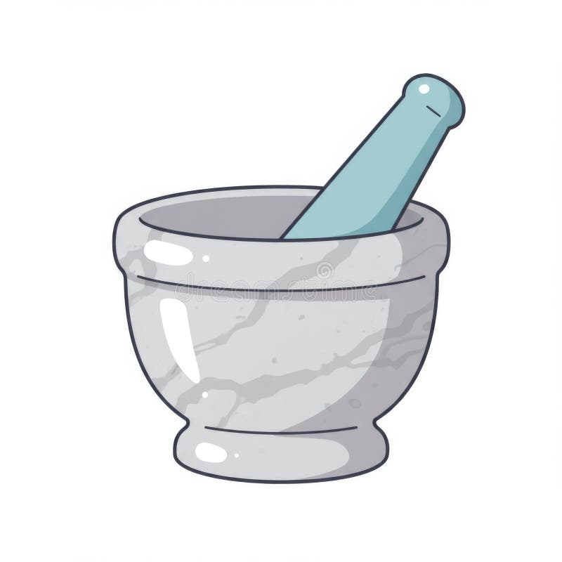 Grey Marble Mortar and Light Blue Pestle Stock Illustration ...
