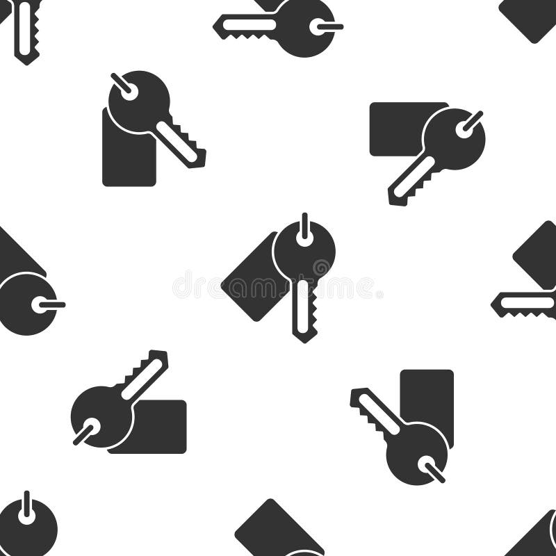 Grey Marked Key Icon Isolated Seamless Pattern on White Background ...