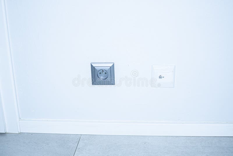 Grey Matte Power Socket in an Indoor Wall Stock Image - Image of home ...