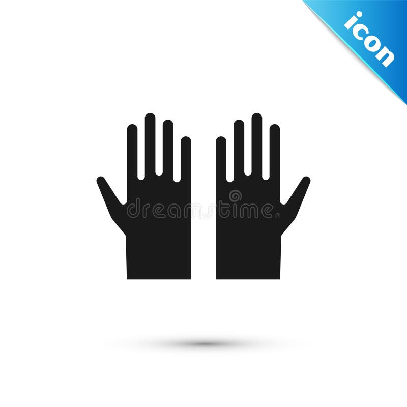 Grey Medical Rubber Gloves Icon Isolated on White Background ...