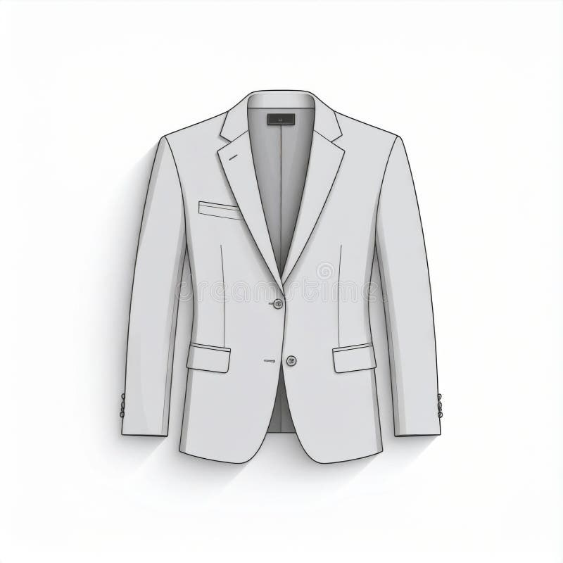 Grey Men S Blazer on White Background Stock Illustration - Illustration ...