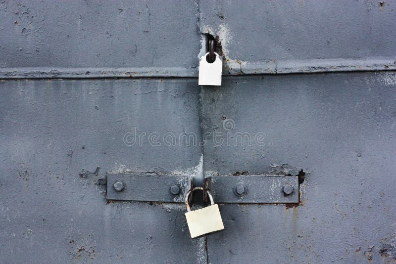 Grey Metal Background with Golden Locks Stock Photo - Image of locks ...