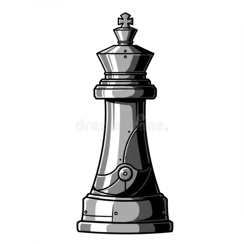Grey Metal Chess King Piece Pixel Art Stock Illustration - Illustration ...