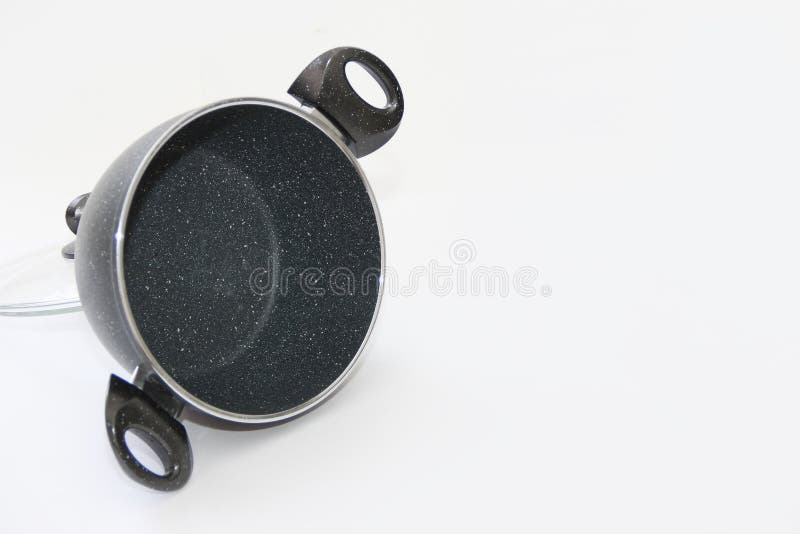 Metal Grey Cooking Pot, Teflon Coated, on a White Background Stock ...