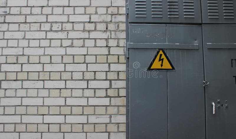 Grey Metal Door on a Wall Off Transformer Booth with Triangular High ...